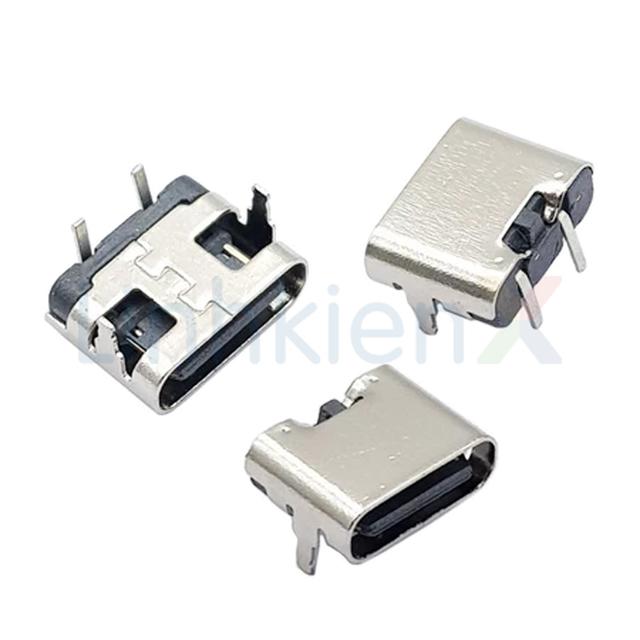 Cổng USB Cái Type C 2 Chân Cong 90 Độ Gắn PCB